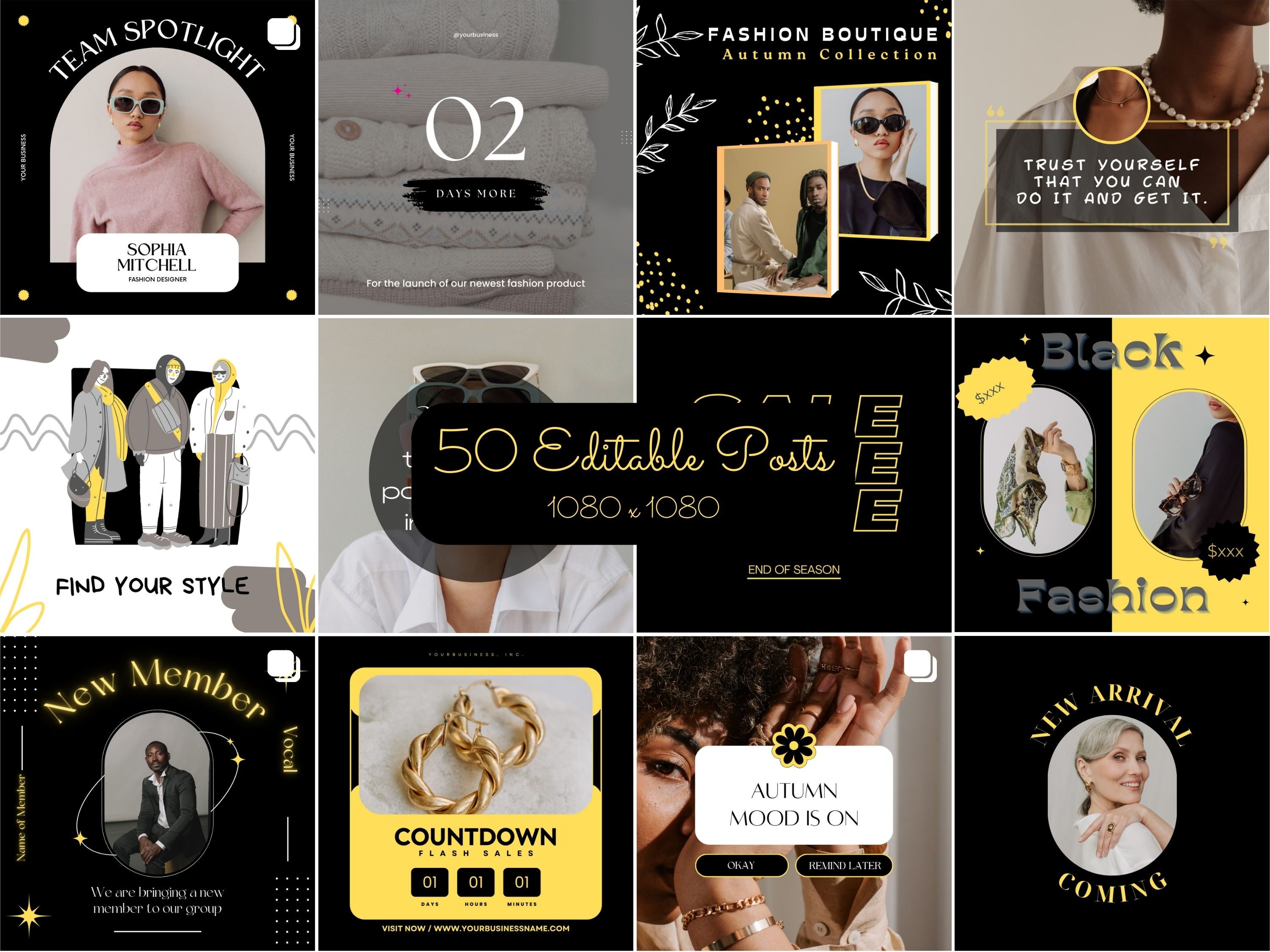 Instagram Post Template Minimalist Classic Black Branding Marketing ...