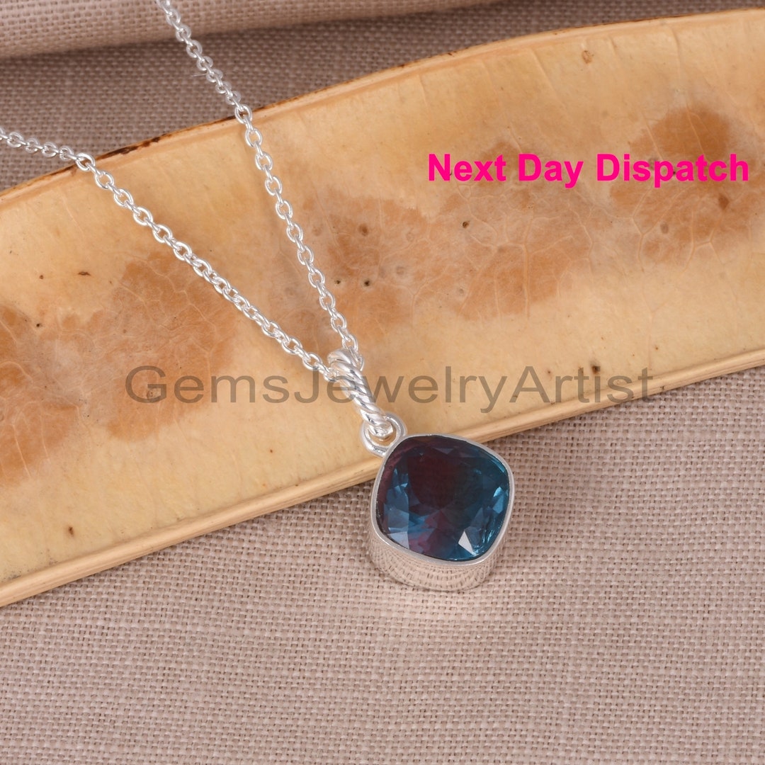 Precious Bio Alexandrite Gemstone Pendant Handmade 925 Sterling Silver ...