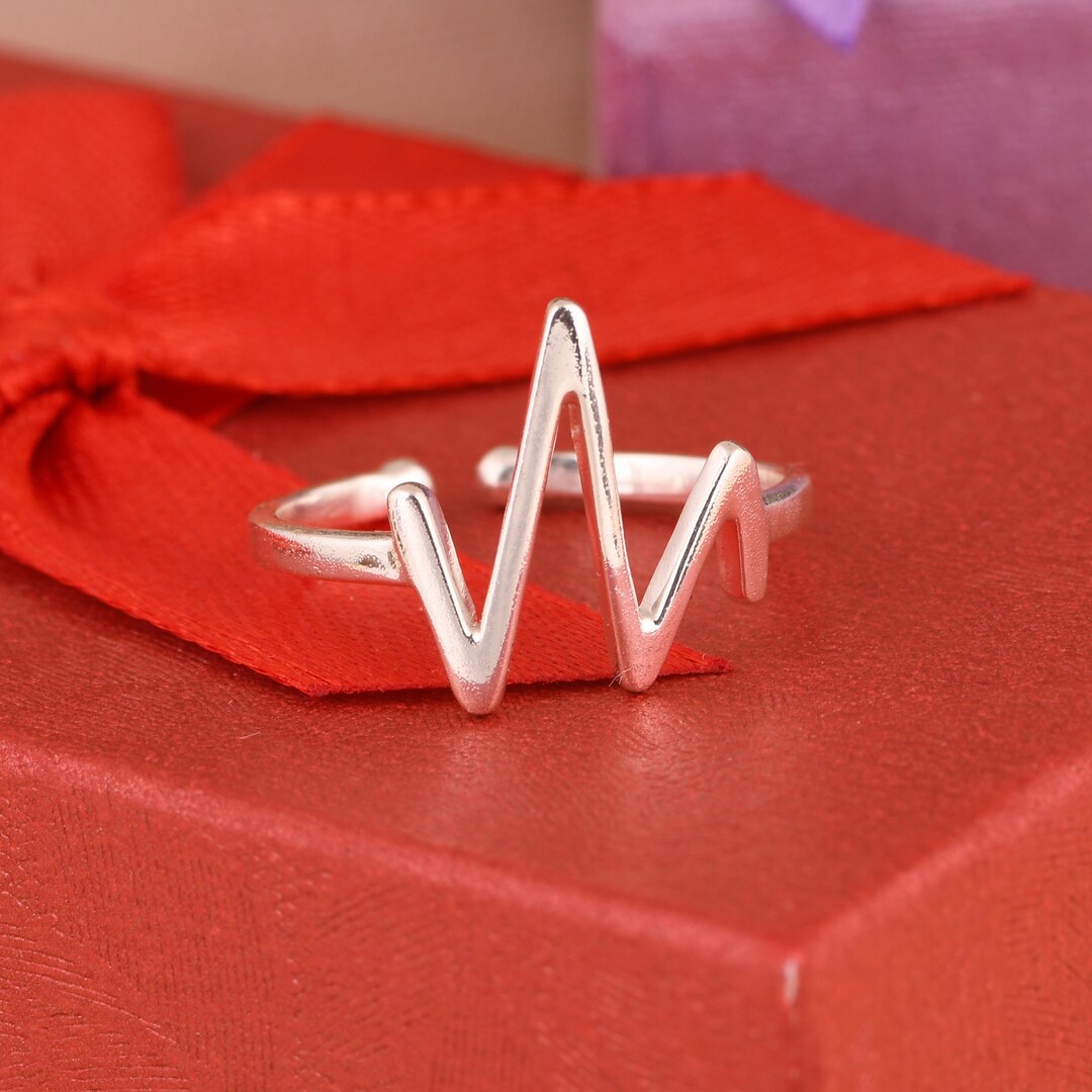 Heartbeat Ring Lifeline Pulse Ring Minimalist Heartbeat Ring Minimal ...