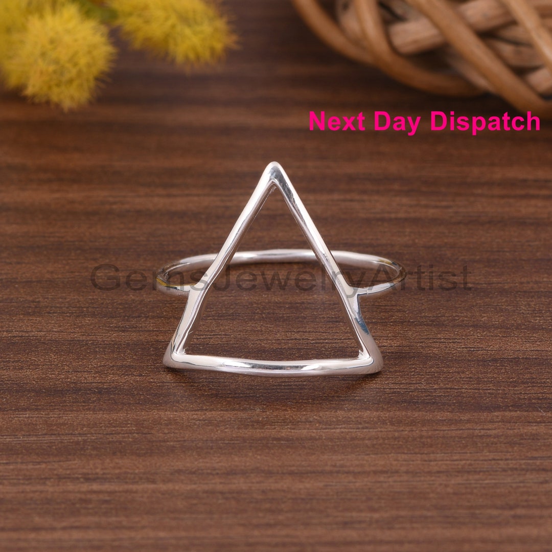 Minimalist Triangle Ring - 925 Sterling Silver Geometric Ring ...