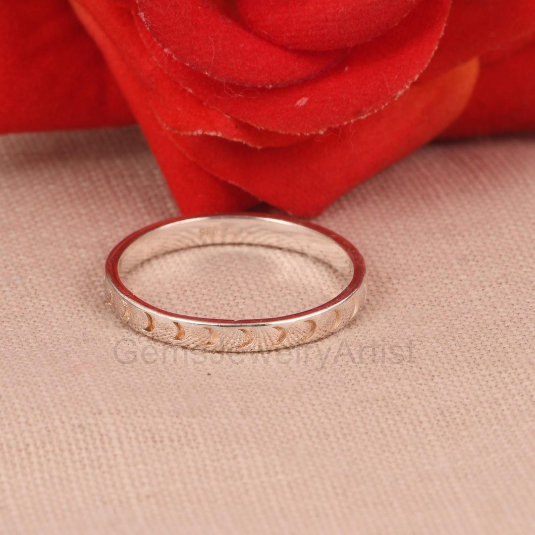Unique Moon Design Band Ring - Fine 925 Silver Ring - Daily Wear ...