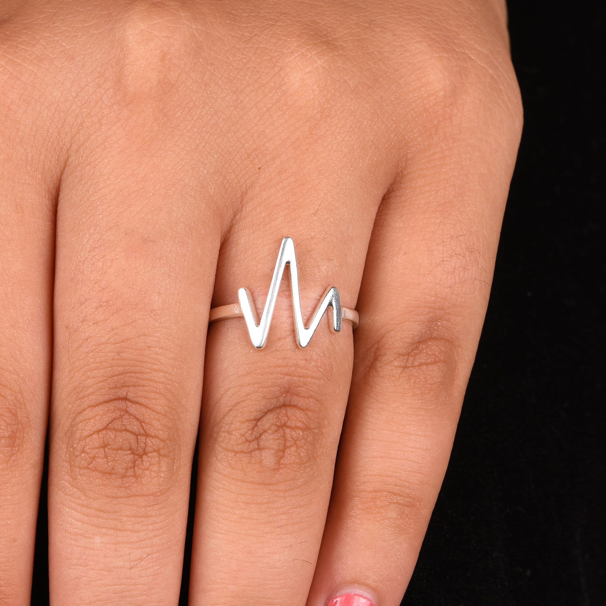 Heartbeat Ring Lifeline Pulse Ring Minimalist Heartbeat Ring Minimal ...