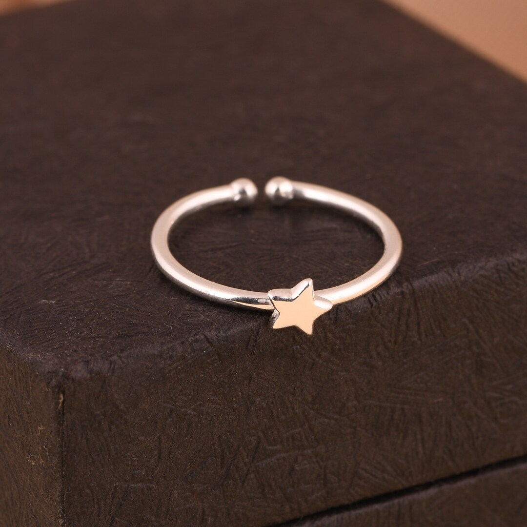 Tiny Shooting Star Design Ring, Adjustable Ring, 925 Sterling Silver ...