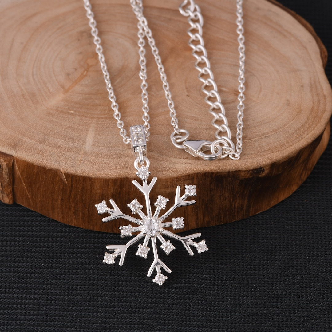 Cubic Zirconia Snowflake Necklace Beautiful Christmas - Etsy