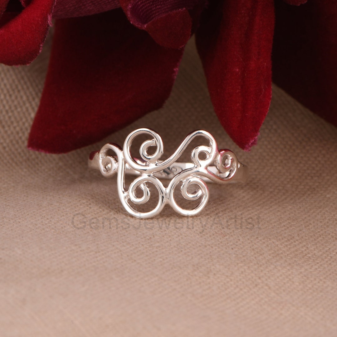 Wind Wave Ring, Filigree Ring, 925 Sterling Silver Ring, Handmade Ring ...