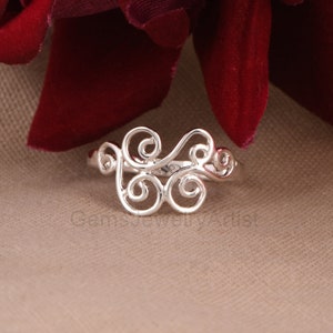 Wind Wave Ring, Filigree Ring, 925 Sterling Silver Ring, Handmade Ring ...