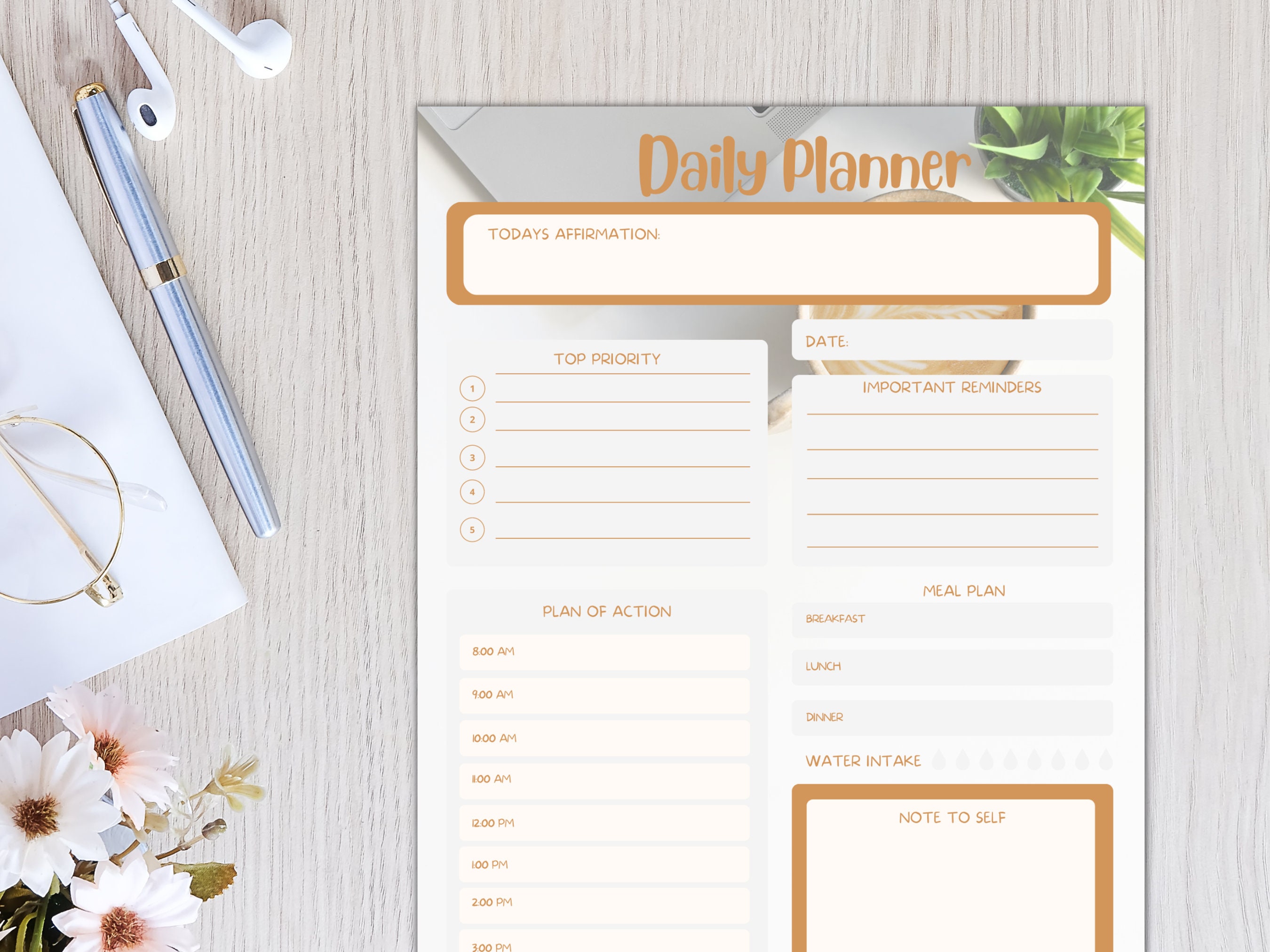 Personal Daily Planner, Gold Planner - Etsy