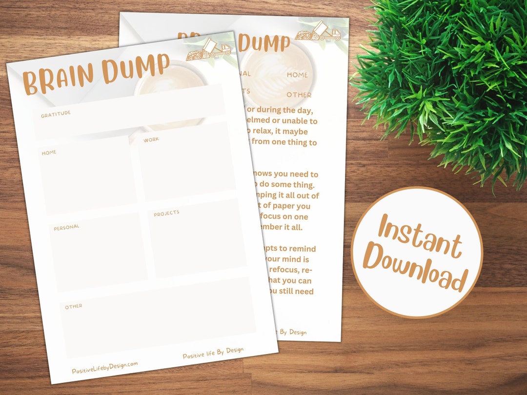 Brain Dump Worksheet - Gold - Etsy