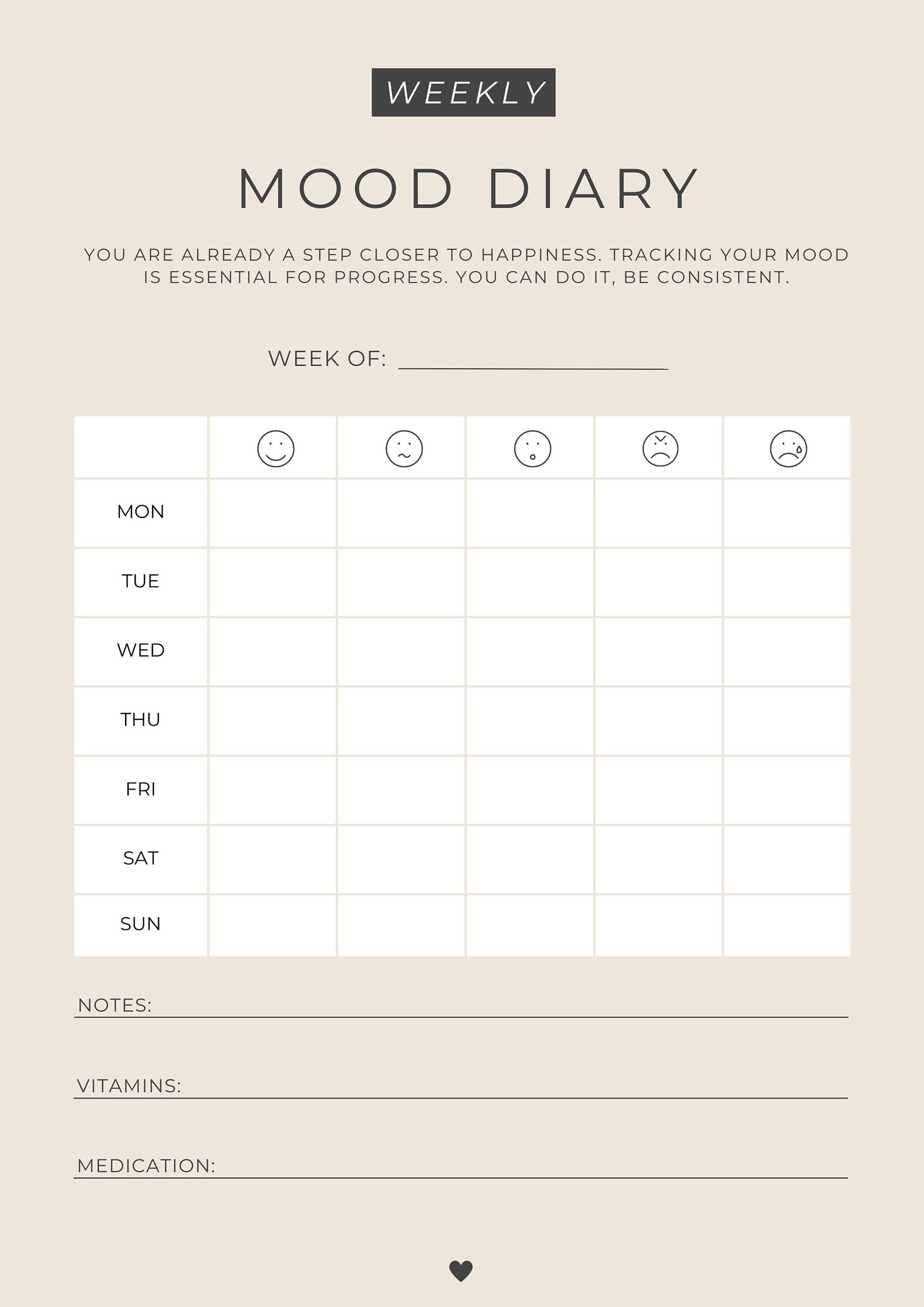 MOOD TRACKER for Anxiety and Medication - Etsy