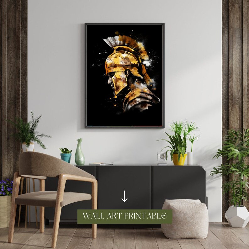 Spartan Warrior Beautiful Wall Art Printable, Spartan Art, Drawing of a ...