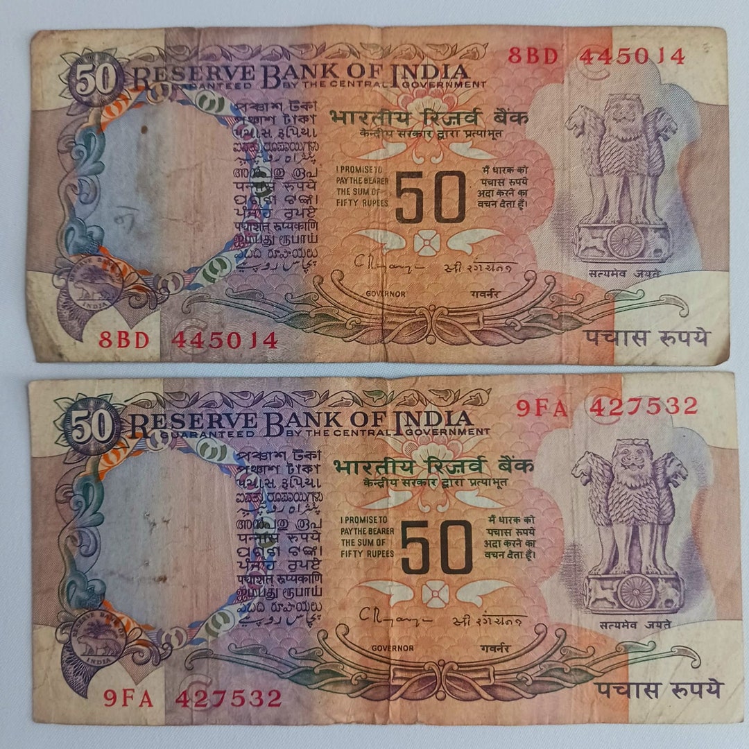 Old 50 Rupee Note Condition Republic India Issue - 2psc 50 Rupees C ...