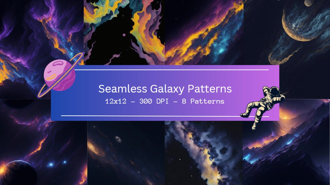 Space and Galaxy Themed Paper Patterns - 300 DPI - 12x12 in - Scrapbook ...
