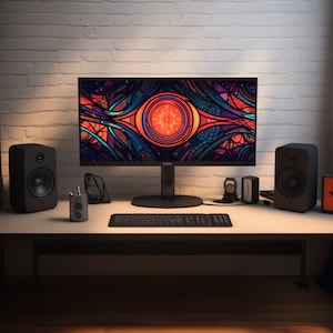 Vibrant Neo-pop Stained Glass Tiled Background - Ultrawide 21:9 Desktop ...