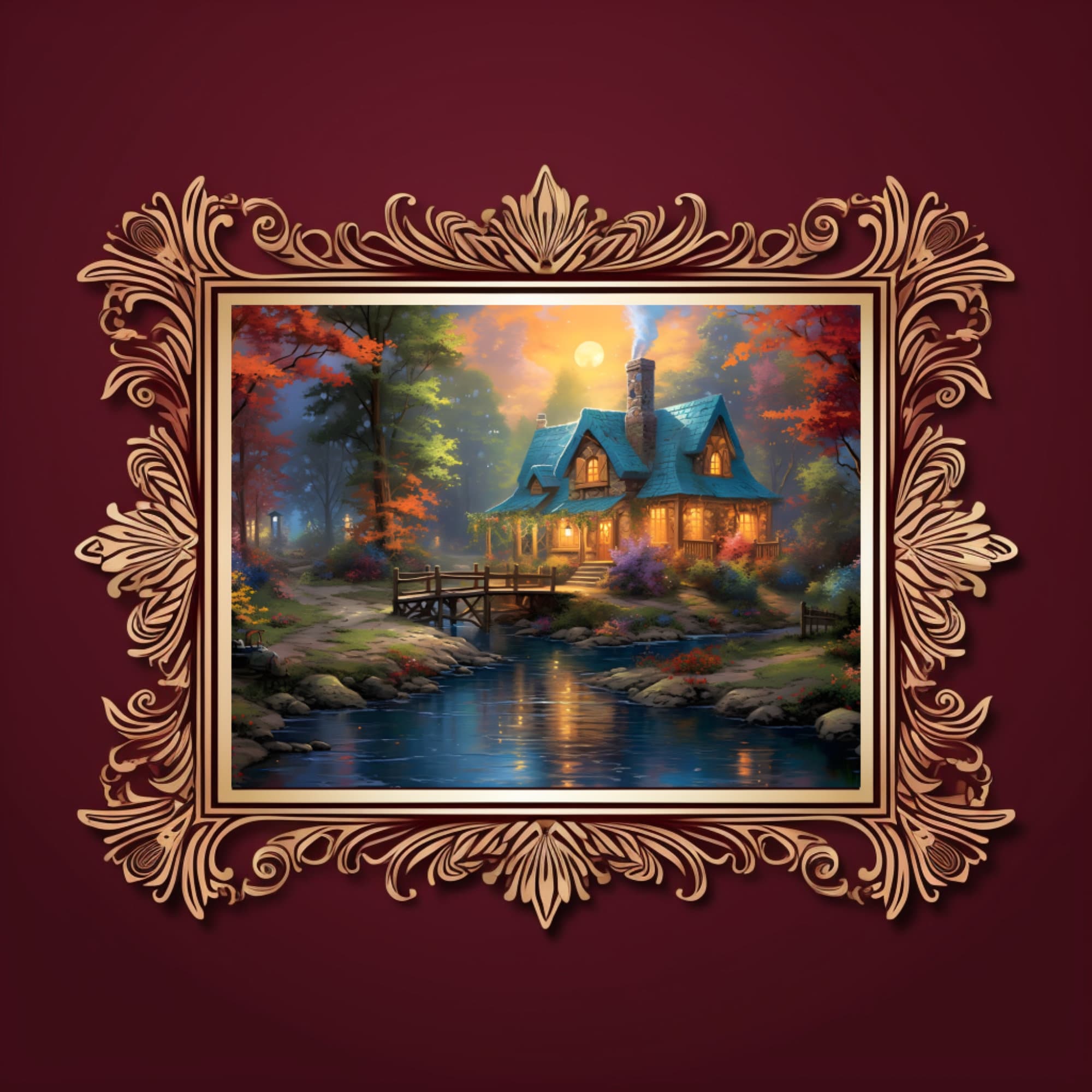 Enchanting Whimsical Cottage in Magical Forest - Art Nouveau Fantasy ...