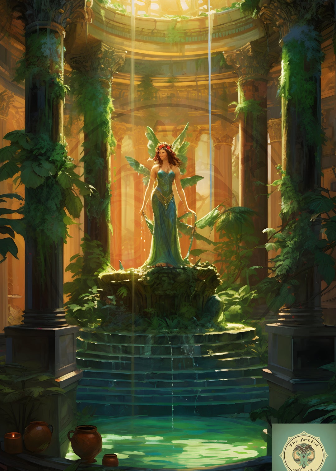 Enchanting High Oracle in a Mythical Palace - Psychedelic Art Nouveau ...