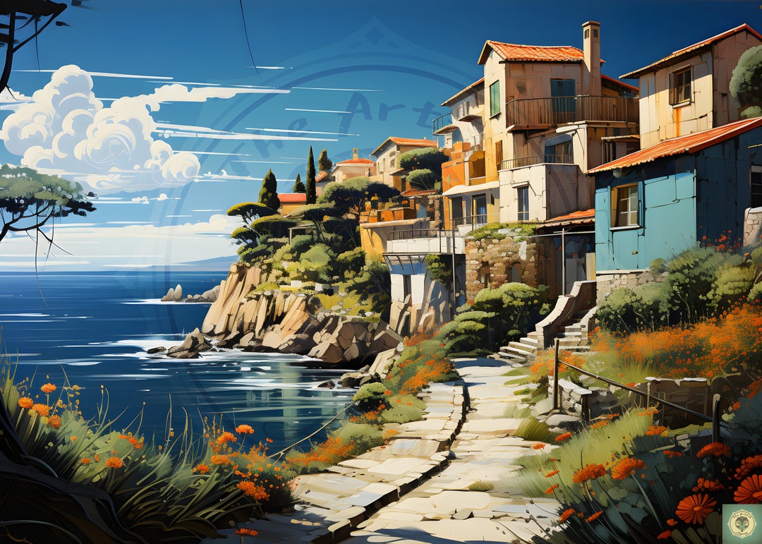 Surreal Summer Village - Art Nouveau - Digital Download - Etsy