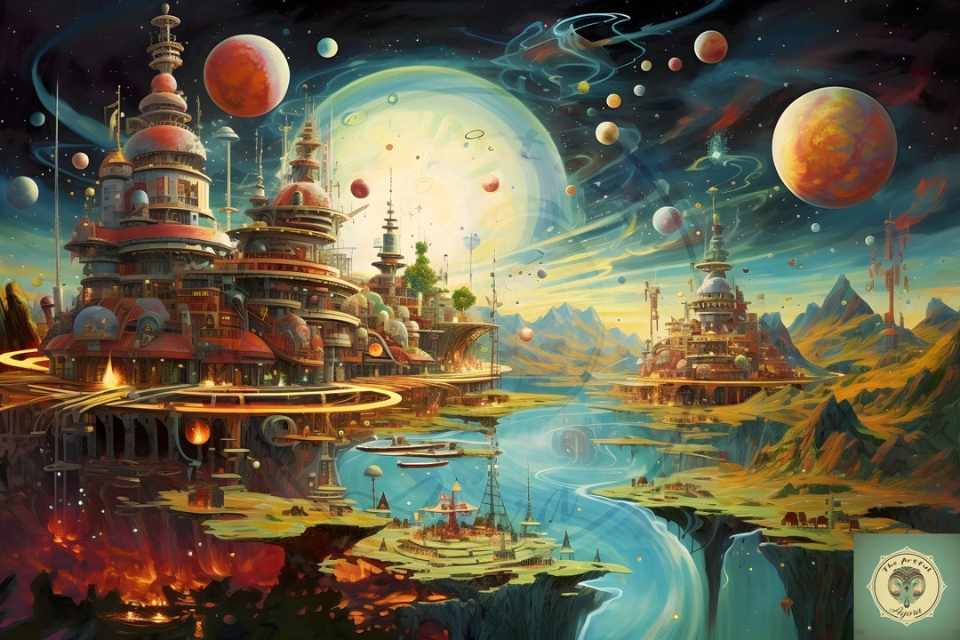 Enigmatic Visions Surreal Fantasy Art Nouveau Painting - Digital ...