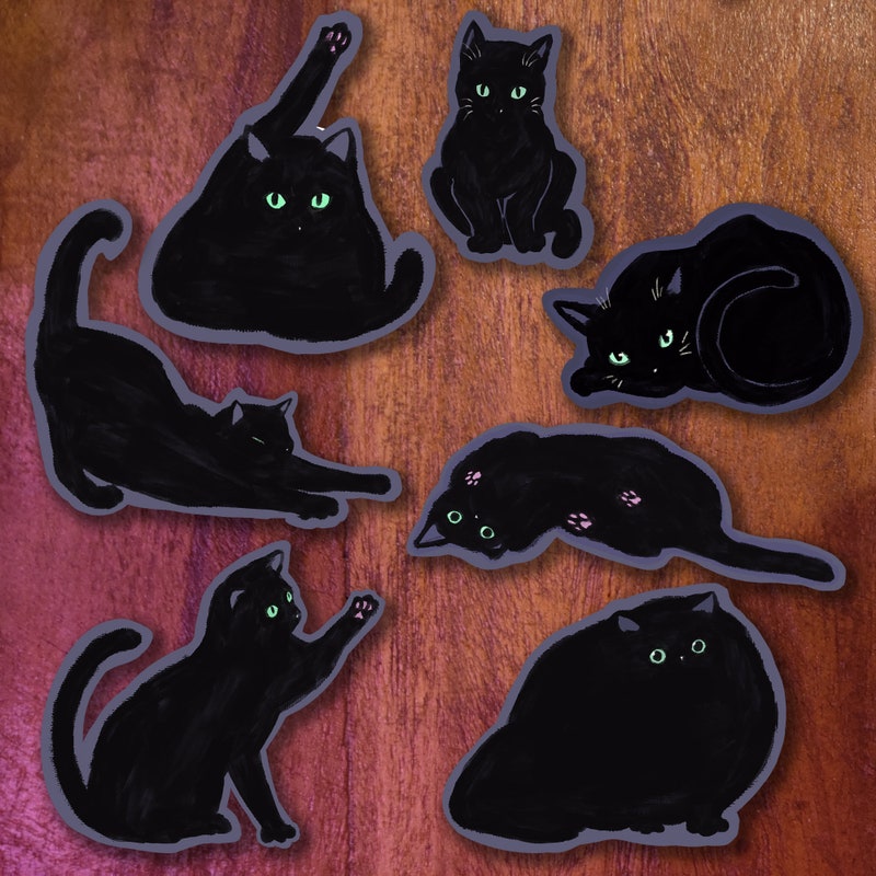 Black Cat Stickers - Etsy