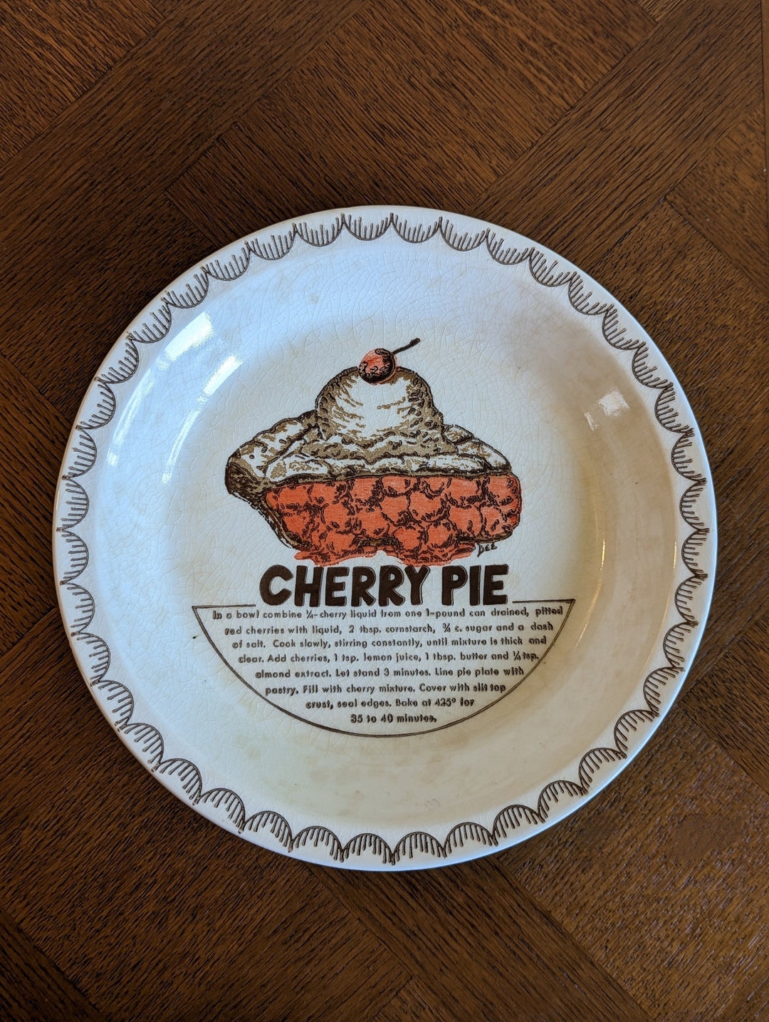 Vintage Cherry Pie Dish - Etsy
