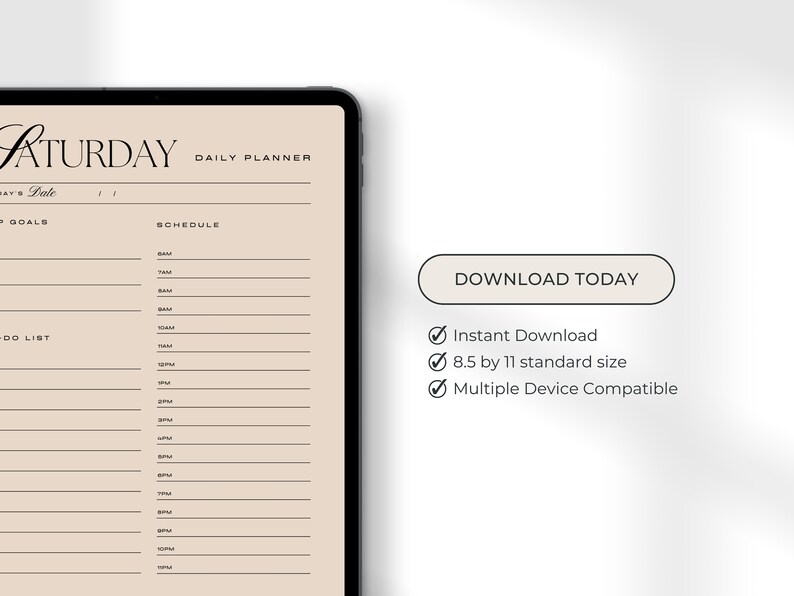 24 Hour Daily Planner Digital Planner Weekly Planner Hourly Planner ...
