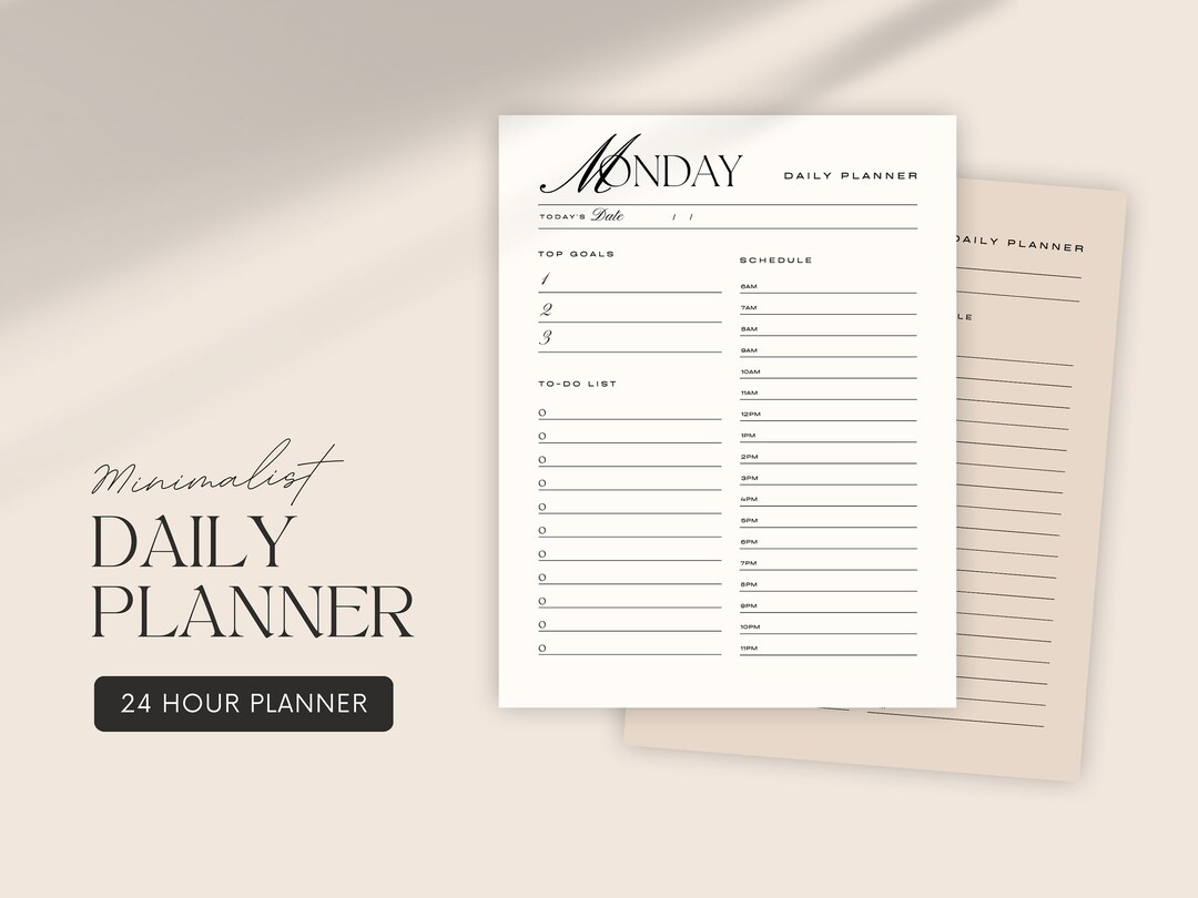24 Hour Daily Planner | Digital Planner | Weekly Planner | Hourly ...