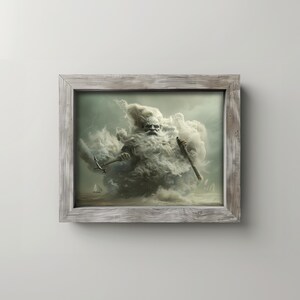 Mythic Sea God Ocean Print Printable Stormy Seascape Art Majestic Cloud ...