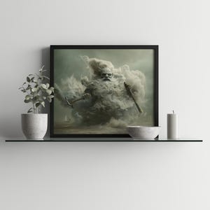 Mythic Sea God Ocean Print Printable Stormy Seascape Art Majestic Cloud ...
