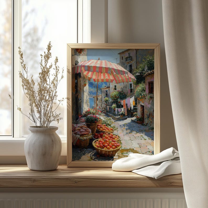 Sardinian Alleyway Art Print: Vintage Italian Village Coastal Decor ...
