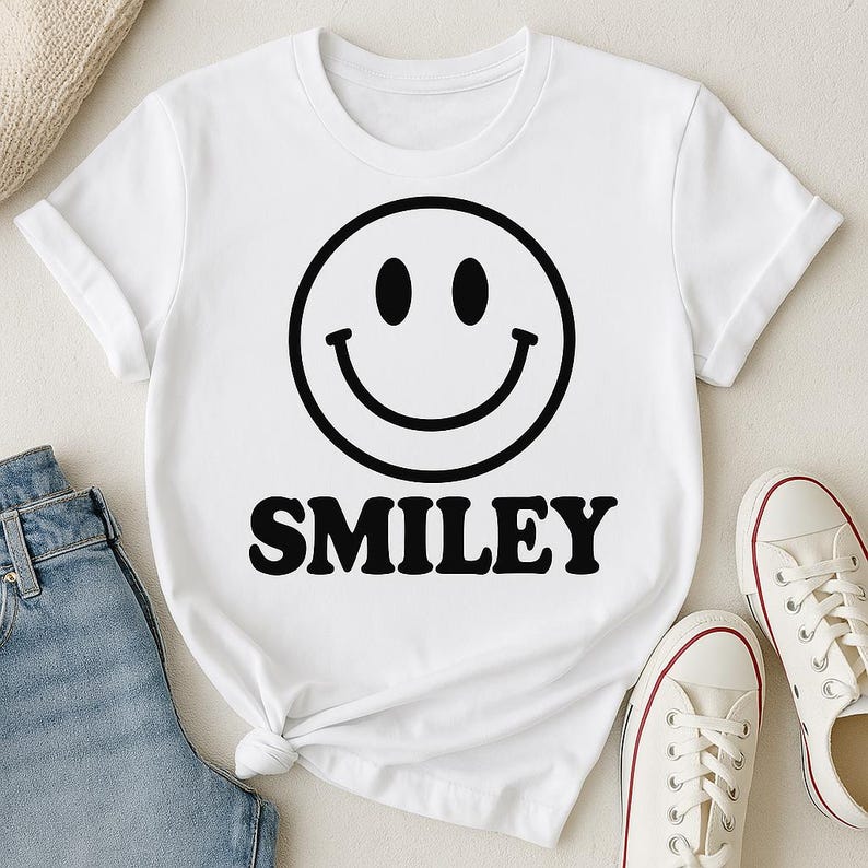 Smiley Face SVG | Retro Happy Face Cricut Cut File | Vintage Vibes ...