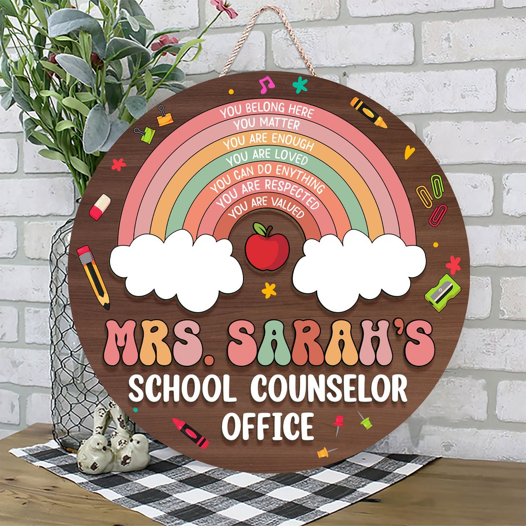 School Counselor Personalized 3D Wooden Name Sign, School Psychologists ...