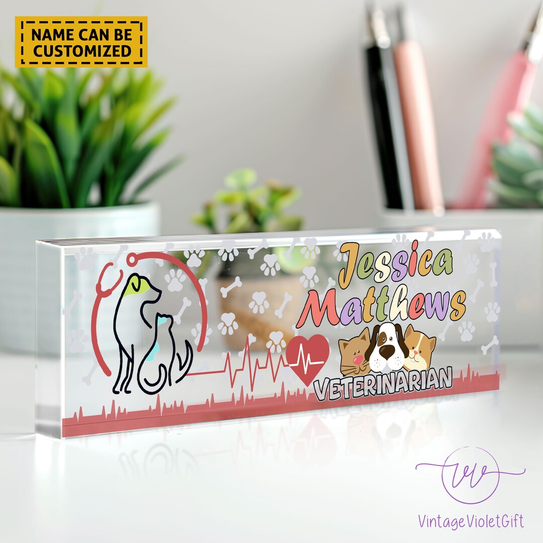 Veterinarian Desk Name Plate, Personalized Name Veterinarian Sign for ...
