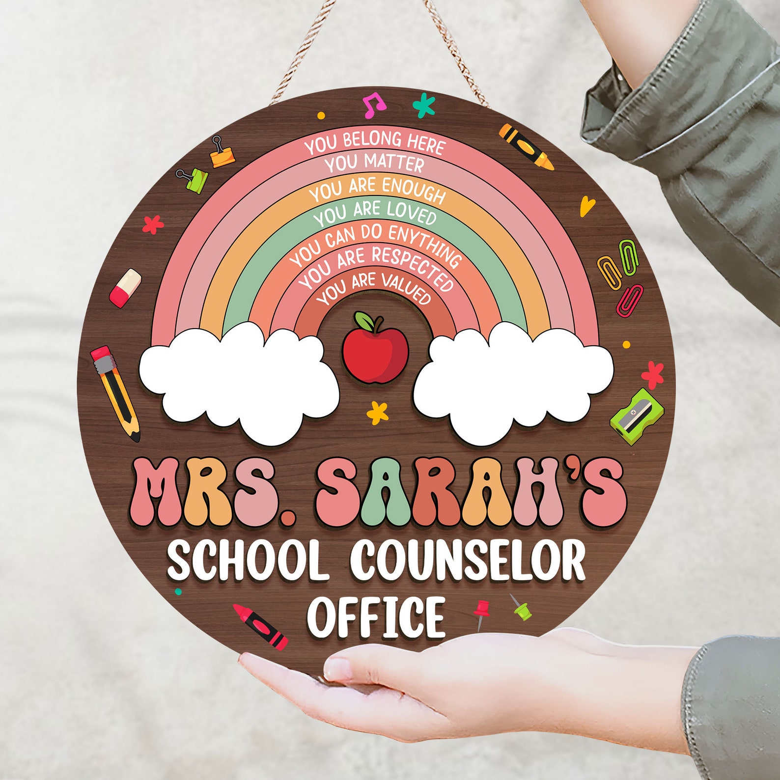 School Counselor Personalized 3D Wooden Name Sign, School Psychologists ...