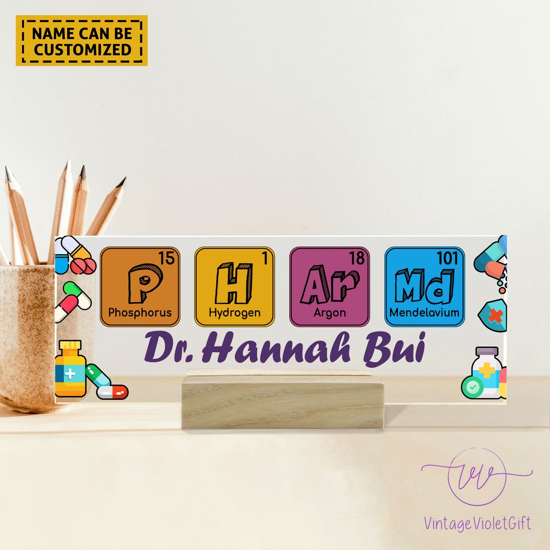 Personalized Pharmd Desk Name Plate, Pharmacist Technician Gift, Doctor ...