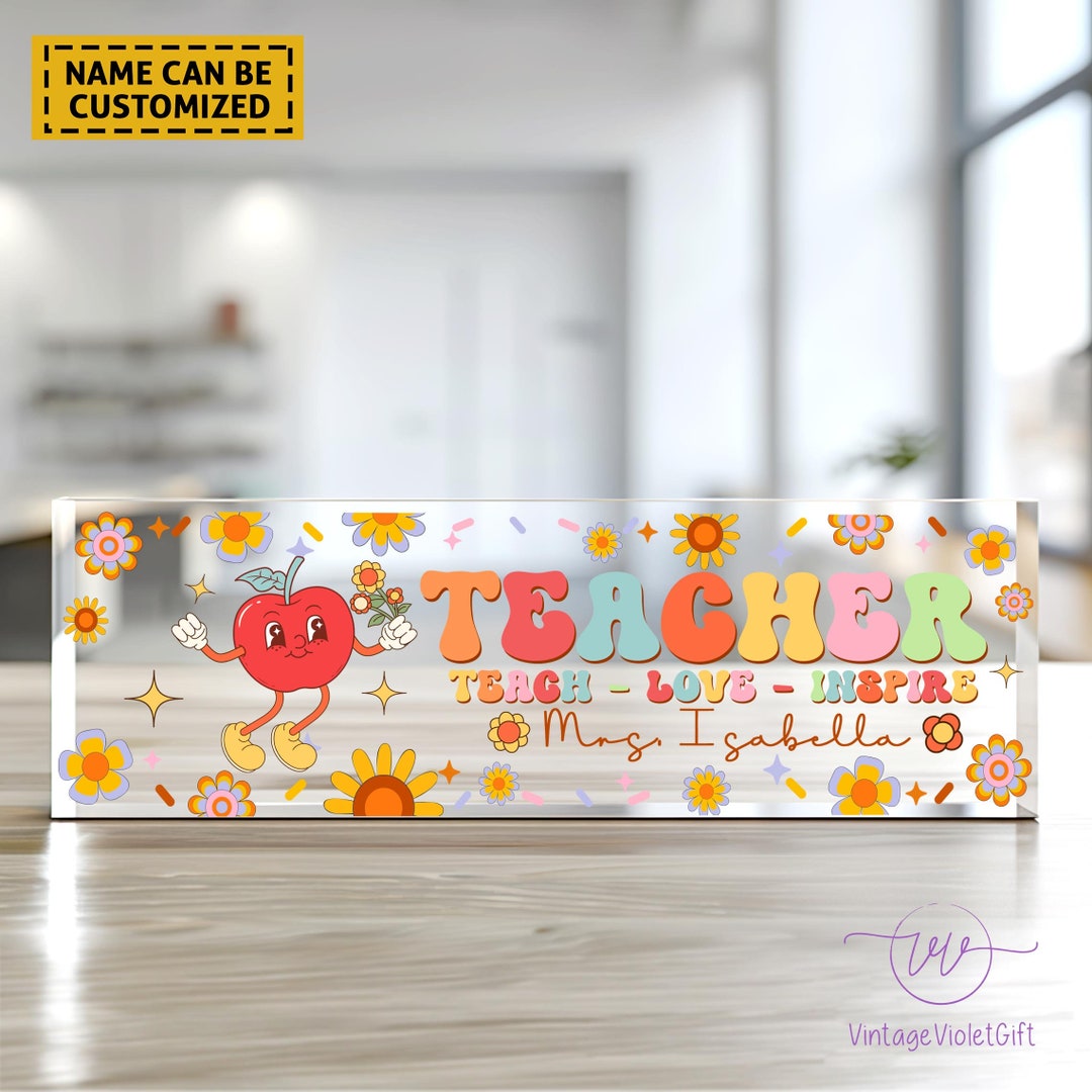 Custom Teacher Acrylic Desk Plate, Back to School Gifts, Personalized ...