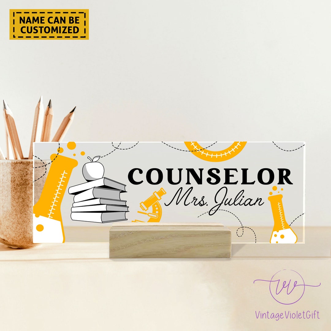 School Counselor Name Sign, Teacher Desk Name Plate, Back to School ...