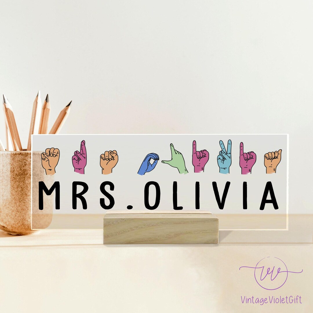 ASL Teacher Name Sign, Sign Language Teacher Gifts, Personalized ...