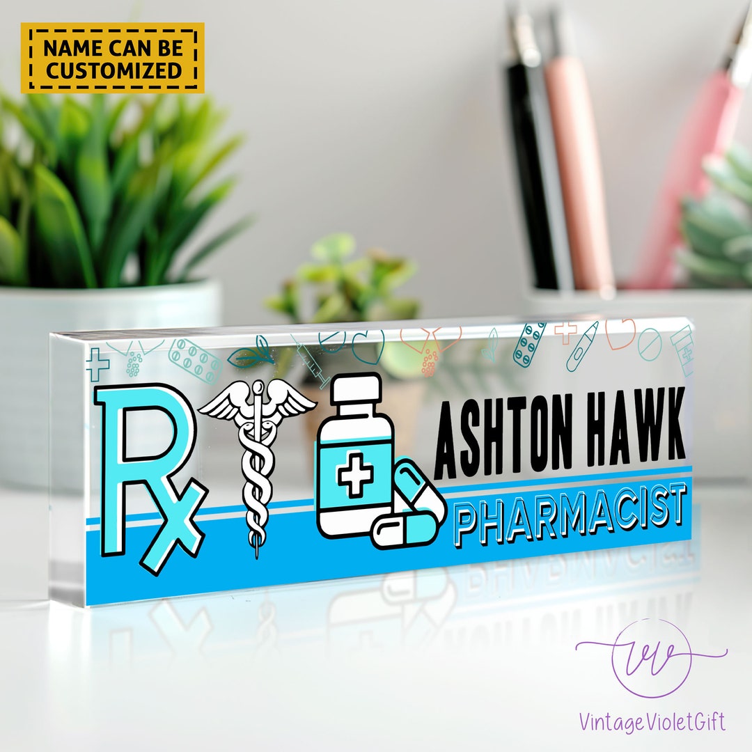 Pharmacy Desk Name Plate, Pharmacist Office Sign, Pharmacist Technician ...