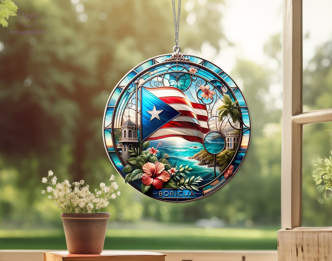 Puerto Rico Suncatcher Acrylic Window Decor,puerto Rico Acrylic Hanging ...