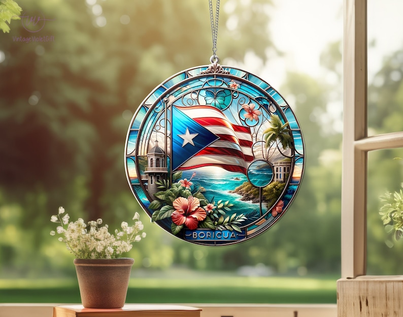Puerto Rico Suncatcher Acrylic Window Decor,puerto Rico Acrylic Hanging ...