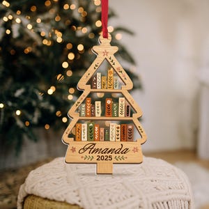 Personalized Christmas Book Tree Name Ornament, 2 Layer Ornament for ...