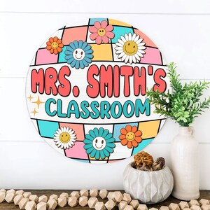 Personalized Disco Classroom 3D Door Sign, Teacher Disco Ball Door ...