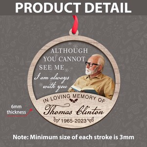 Custom Photo Memorial Ornament, I Am Always With You, Dad Remembrance ...