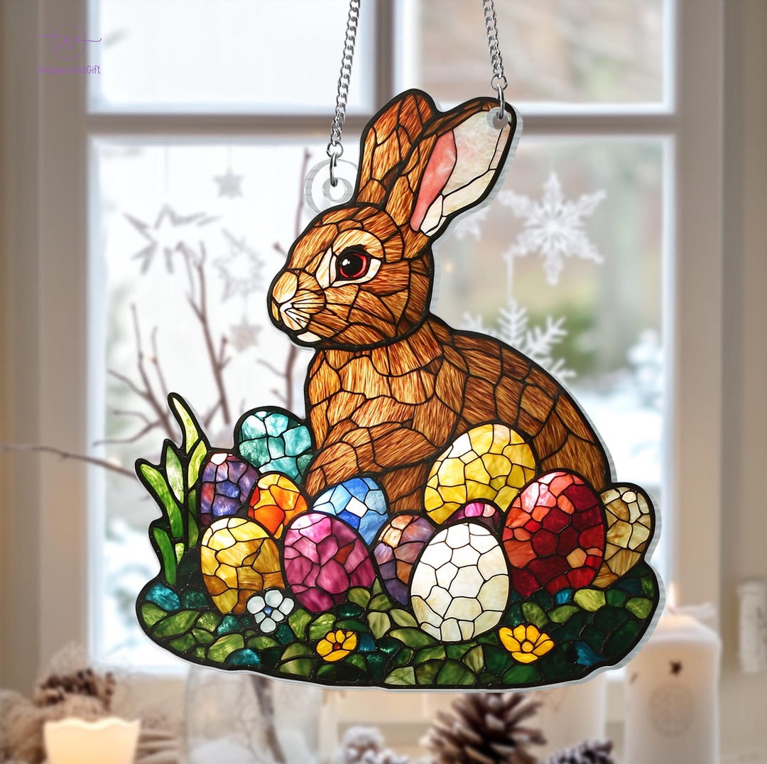 Easter Bunny ACRYLIC Suncatcher, Easter Eggs Home Decor, Rabbit ...