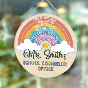 School Counselor Office Sign, Rainbow Classroom Decor, Psychologist ...
