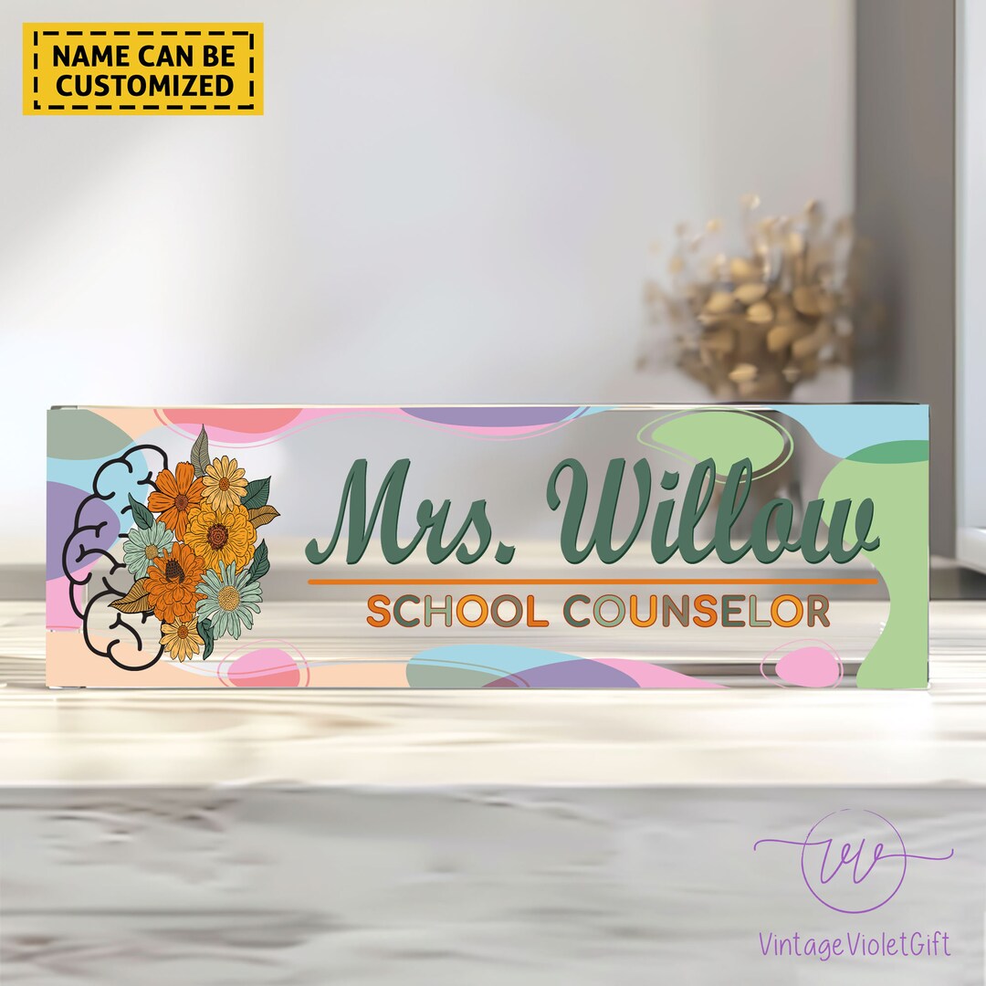 School Counselor Desk Name Plate, Counselor Desk Sign, Mental Health ...