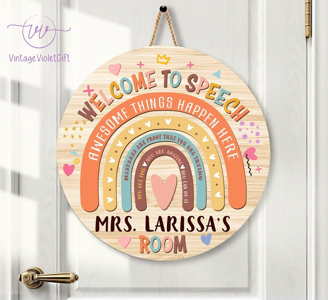 Welcome to Speech Door Sign, Speech Room Sign, Speech Therapist Gift ...