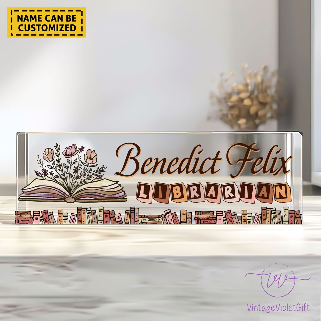 Librarian Desk Name Plate, Library Office Sign, Teacher Name Sign ...