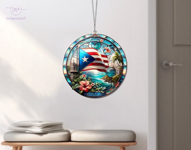 Puerto Rico Suncatcher Acrylic Window Decor,puerto Rico Acrylic Hanging ...