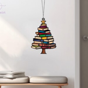 Christmas Book Tree Suncatcher Ornament, Book Lover Gift, Christmas ...