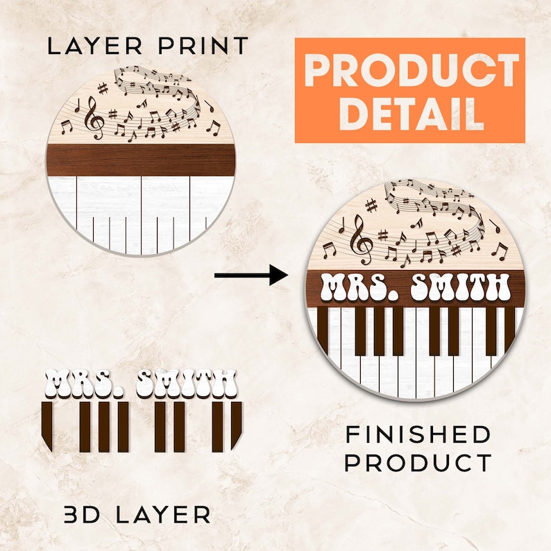 Personalized Piano Teacher Door Sign: 3D Music Room Decor - Etsy